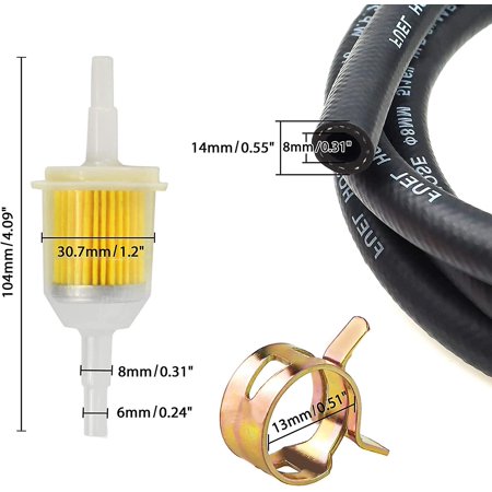 Fuel Line Kit - 2m 8mm Fuel Line + 2 Pieces 8mm Fuel Filters + 10 ...