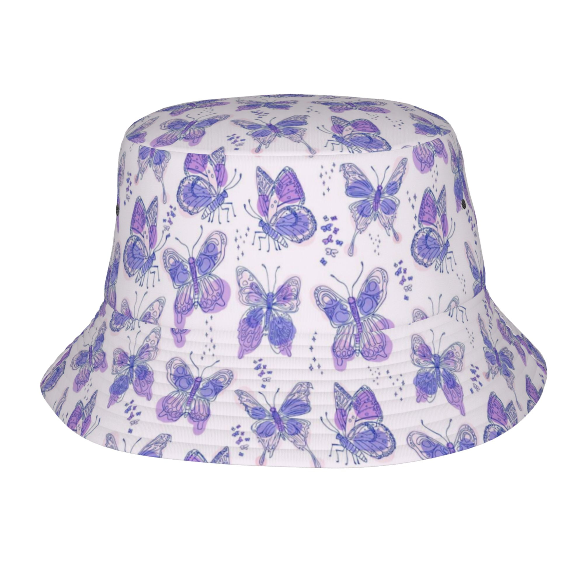 ZICANCN Nature Pink Vintage Butterfly Bucket Hat, Unisex Print Double ...
