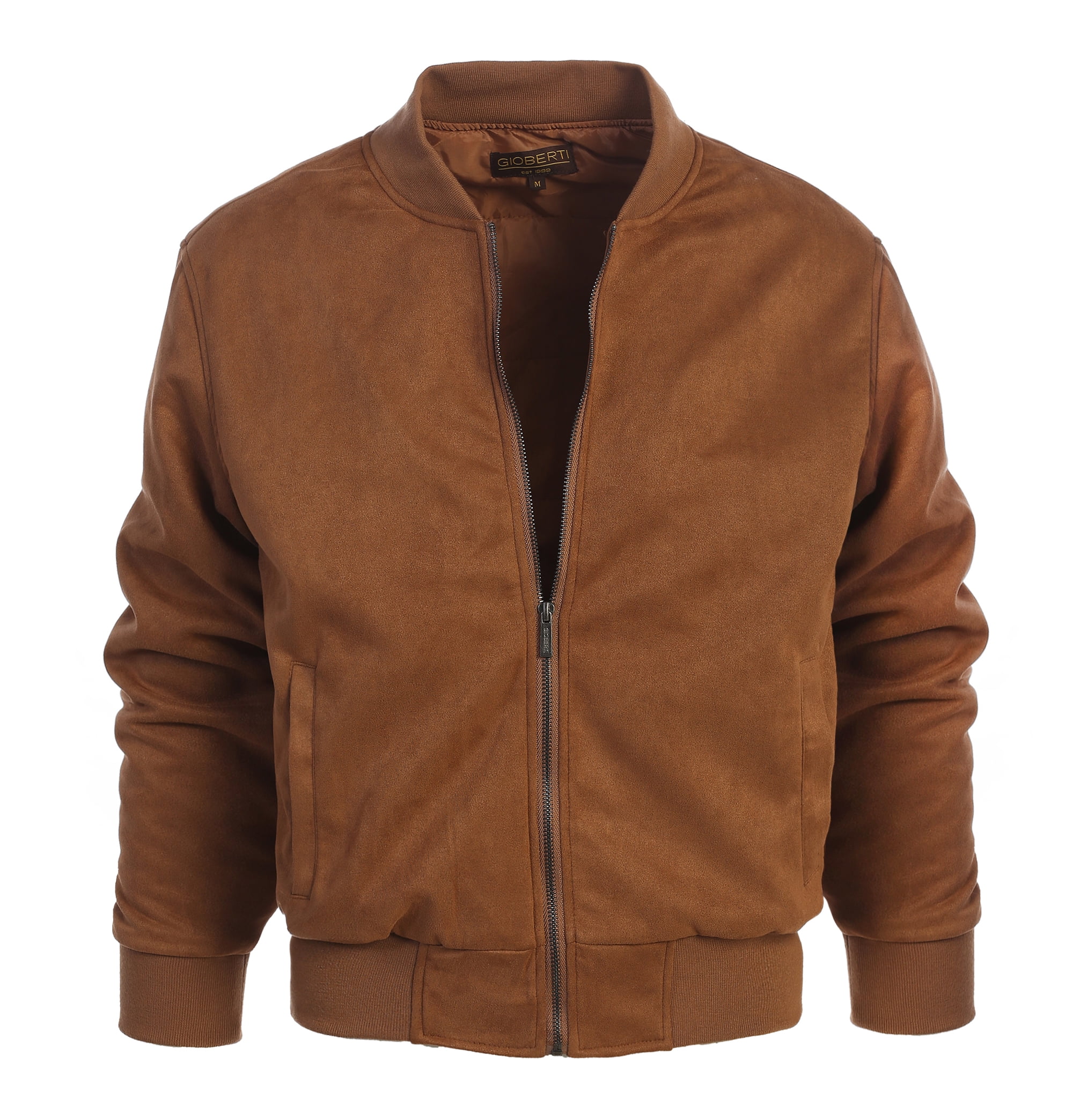 Gioberti Men's Padded Faux Suede Bomber Jacket with Warm Inner Padding ...