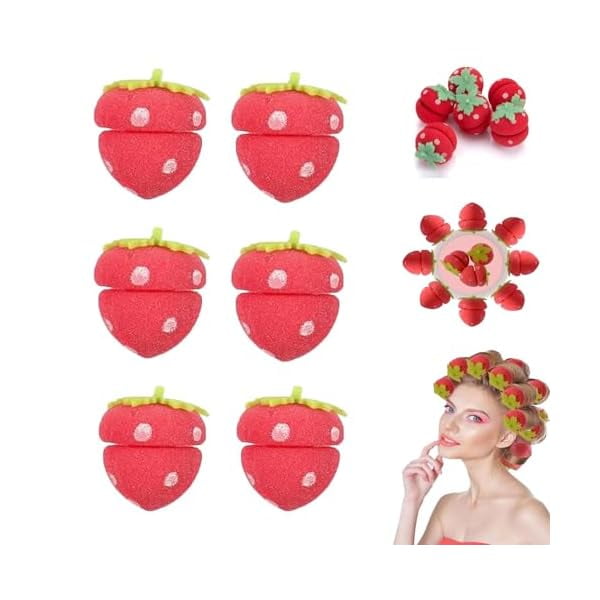 wonima02 Strawberry Heatless Curling Iron, Strawberry Foam Roller ...