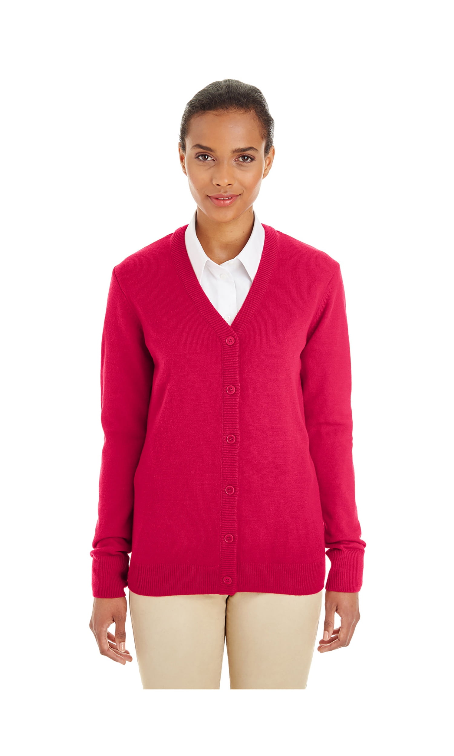Harriton Ladies' Pilbloc V-Neck Sweater, M425W ,RED, S - Walmart.com