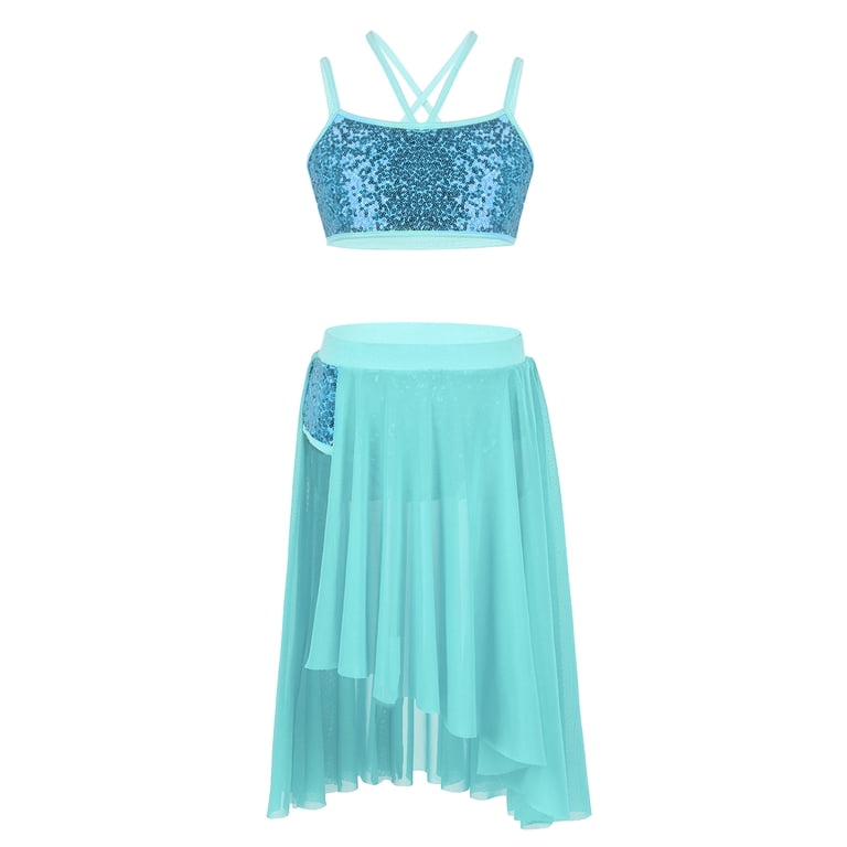Blue Lyrical Dance Costumes 2 Piece