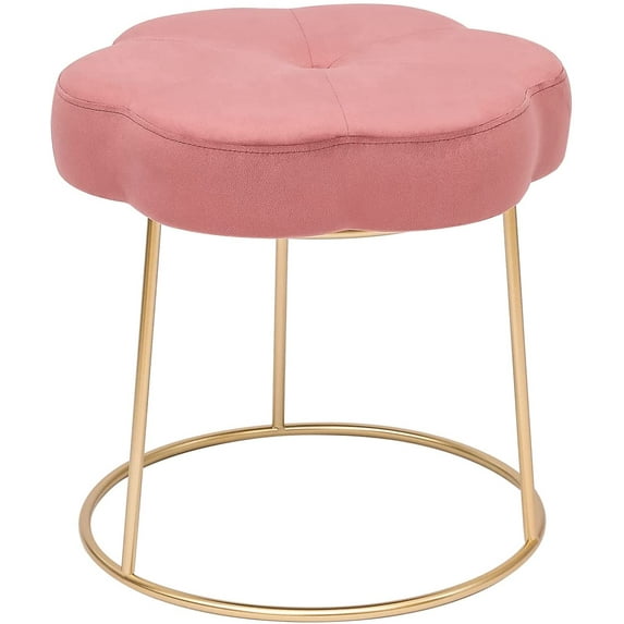 Homebeez Round Ottoman Footrest Velvet Vanity Stool Pink - Walmart.com