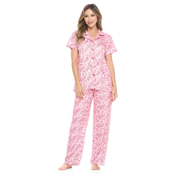 Casual Nights Women's Short Sleeve Floral Pajama Set - Walmart.com