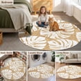 Brown Leaf 4FT Round Area Rugs Tropical Country Watercolor Jungle ...