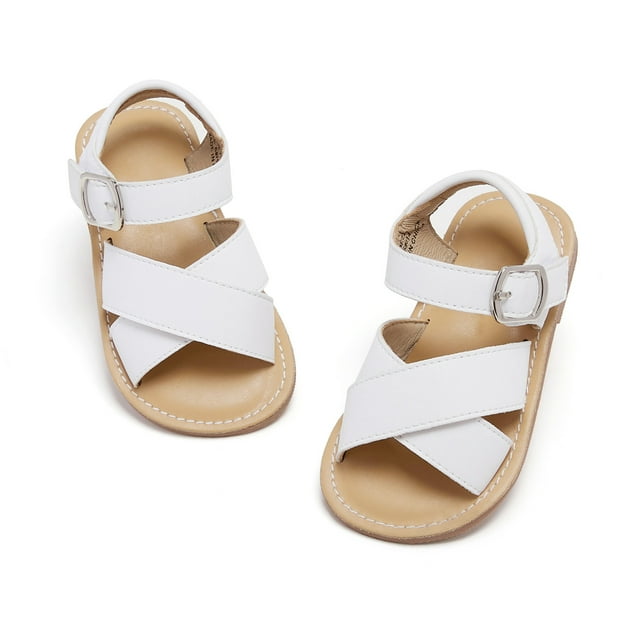 Kiderence Toddler Girls Slides Sandals Kids White Sandals Little Girls ...
