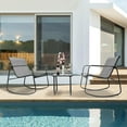 SOLAURA 3 Piece Patio Rocking Bistro Set Outdoor Textilene Fabric ...