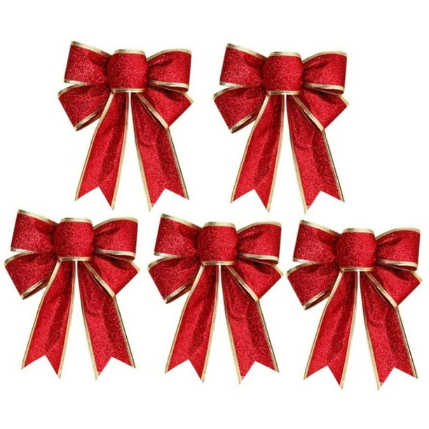 10 Pack Red Velvet Christmas Bows Waterproof Holiday Decorative Bows ...
