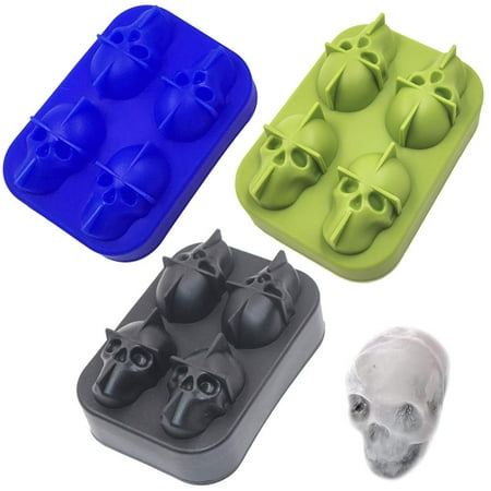 Skull Ice Cube Mold,3 Pieces Skull Ice Cube Molds Trays Flexible Cute ...