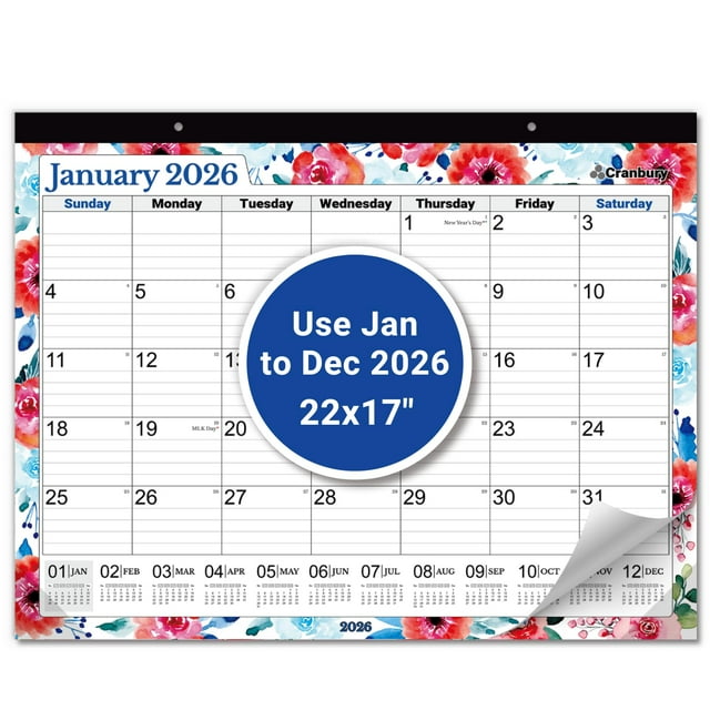 CRANBURY Large 22x17 Desk Calendar 2025-2026, Use Now to Dec 2026 as ...