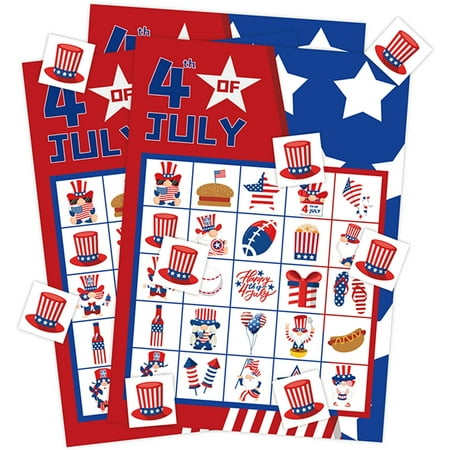 Independence Day Bingo Game 24 Players, 4th of July Holiday Bingo Game ...
