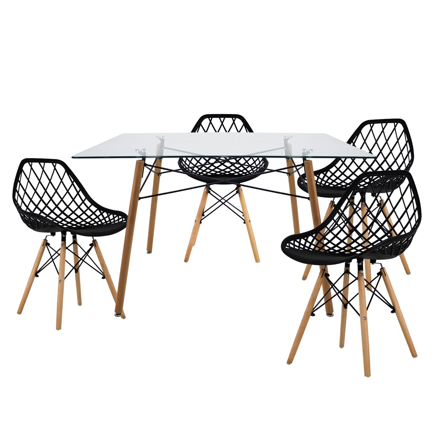 Set de comedor Cristal 120 cm Oslo y 4 sillas Eames Vento Negro Mundo ...