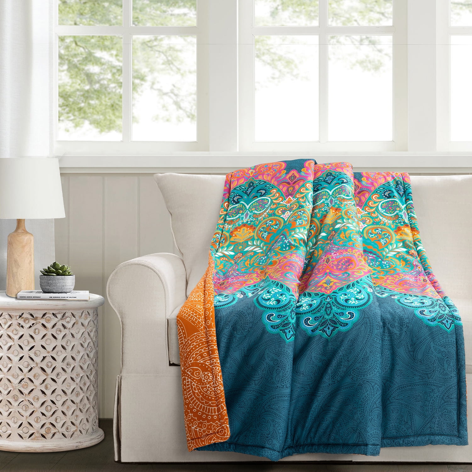 Lush Decor Boho Chic Throw Turquoise/Navy Single 50X60 - Walmart.com