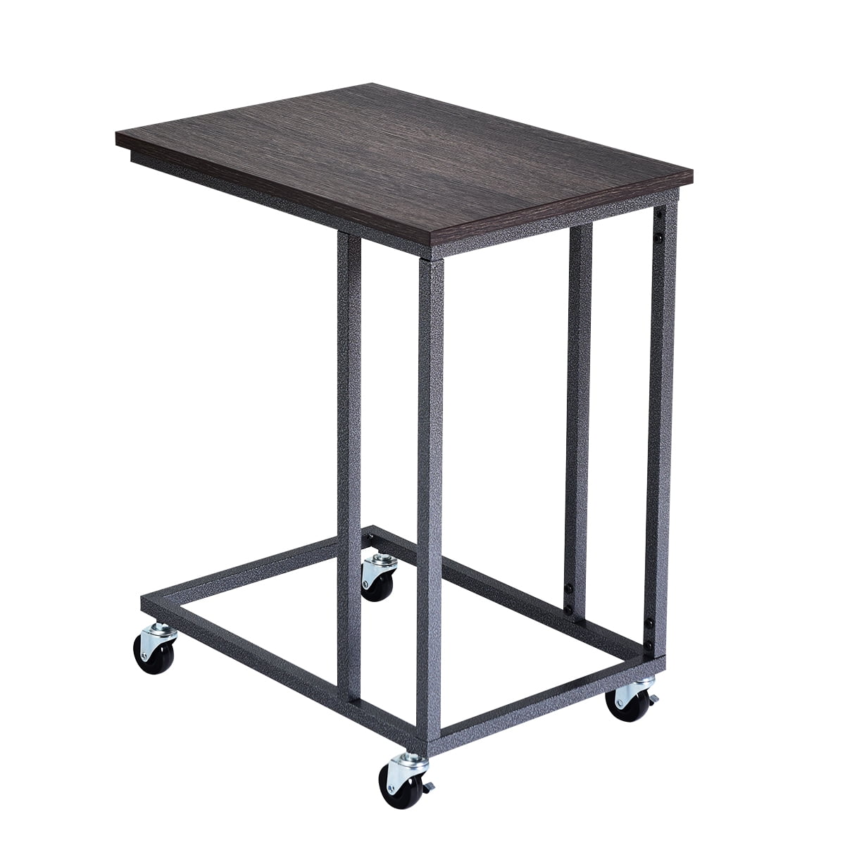 Giantex Mobile C Shaped Side Table, Rolling Sofa Table w/Lockable ...