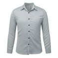 Male Stretch Dress Shirts Formal Wedding Prom Long Sleeve Slim Fit