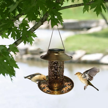 2 In 1 Solar Energy Bird Feeder Solar Hanging Bird Feeder Solar Powered ...