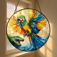Vibrant Jungle Parrot Stained Glass Window Suncatcher, Round Animal ...