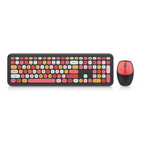 Destyer Sweet Mixed Color Cute Portable 2.4Ghz Wireless Keyboard Mouse ...