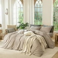 Bedding Duvet Cover Set 100% Washed Cotton Linen Like Textured ...