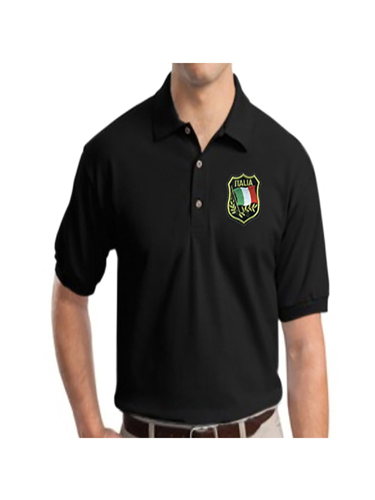 Italian Crest Patch Polo T-Shirt Medium Black - Walmart.com