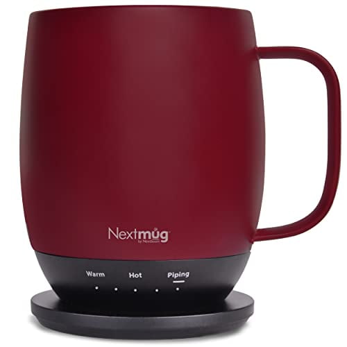 Nextmug - Temperature-Controlled, Self-Heating Coffee Mug (Burgundy ...