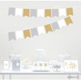 Signature Light Gray, White, Gold Glittering, Hanging Pennant Banner ...