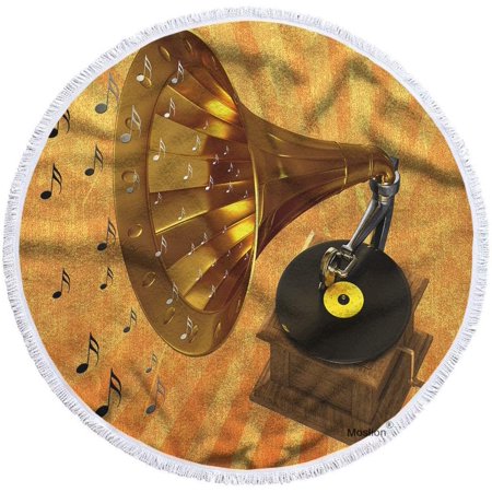 NETSENG Golden Gramophone Round Beach Towels Oversized Clearance 63 ...