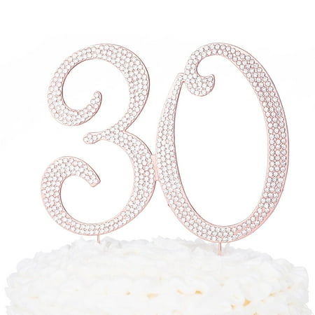 30 Cake Topper 30th Birthday or Anniversary Party Rose Gold Rhinestone ...