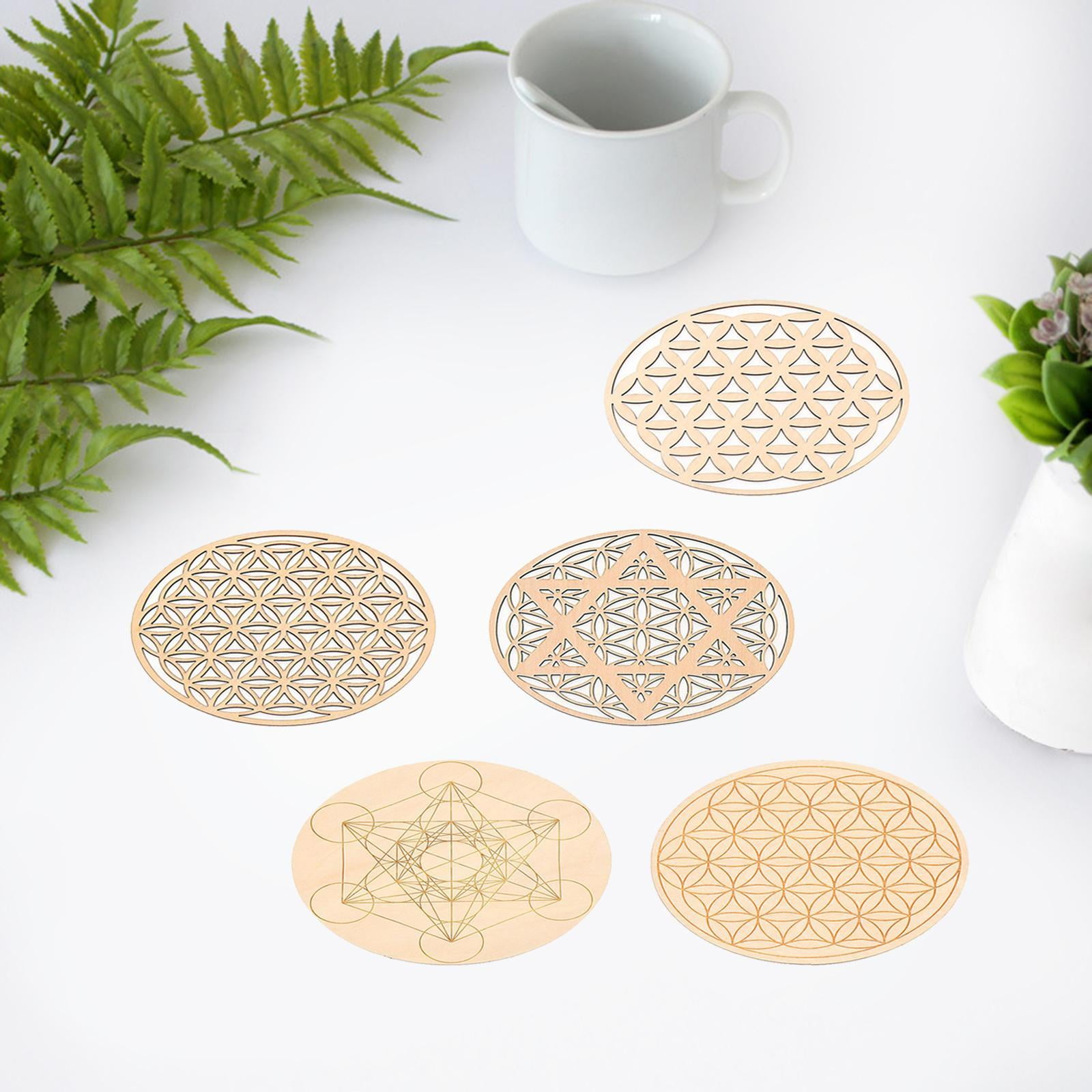Hollow Wood Coaster Reusable Round DIY Cup Coaster Insulation Mat ...