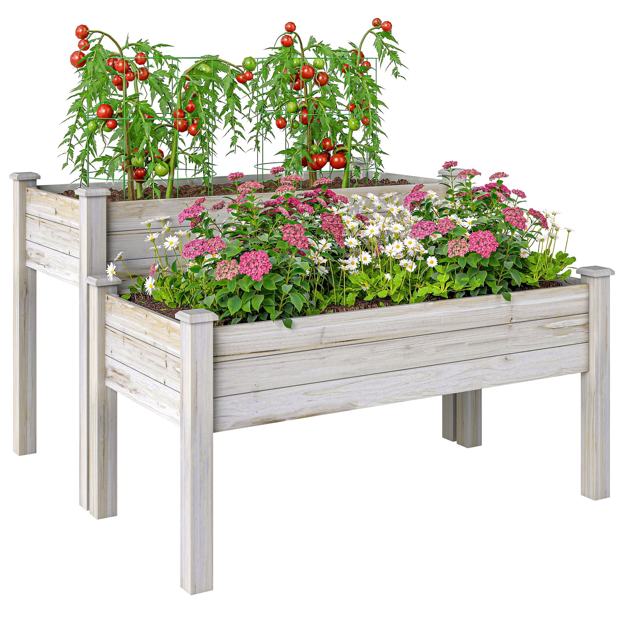 Click here for Outsunny 2 Tiers Raised Garden Bed  Wooden Elevate... prices