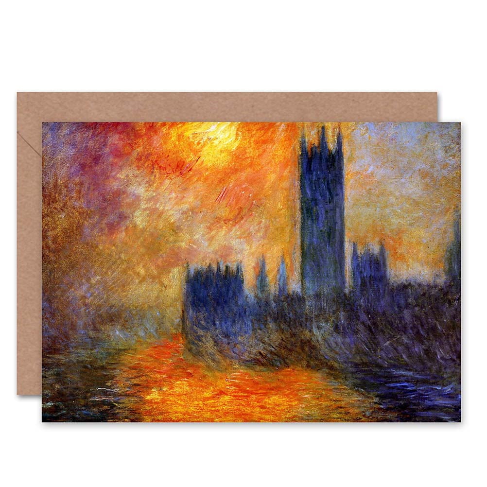 Claude Monet House Of Parliament Sun 1 Old Master Greetings Card Plus ...