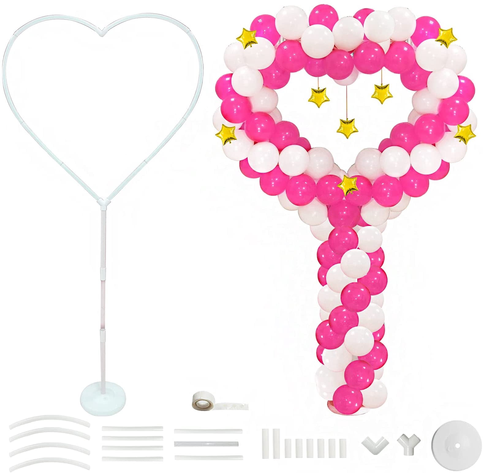 68 Inches Height Heart-shaped Balloon Arch Column Stand Kit for ...