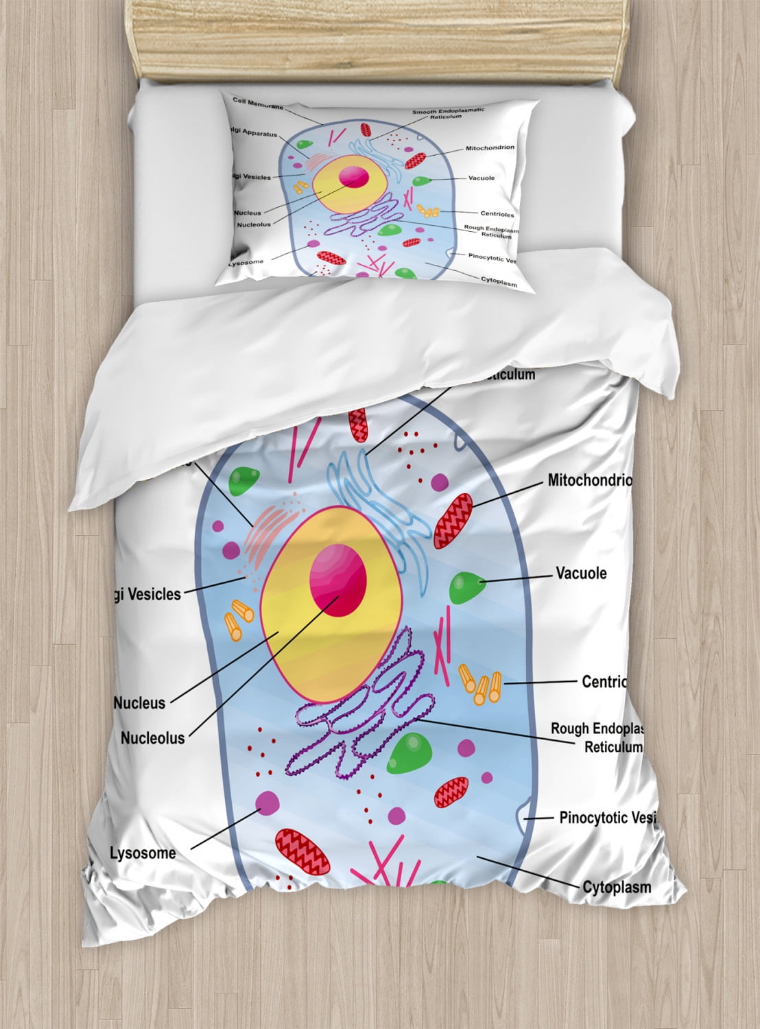 Educational Duvet Cover Set Twin Size, Microbiology Theme Animal Cell ...