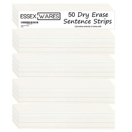Dry Erase Sentence Strips 16"X3" – Fifty (50) Pack – by Essex Wares ...
