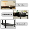 32" Tall Half Moon Design End Table with Rattan Door, Semi-circle ...