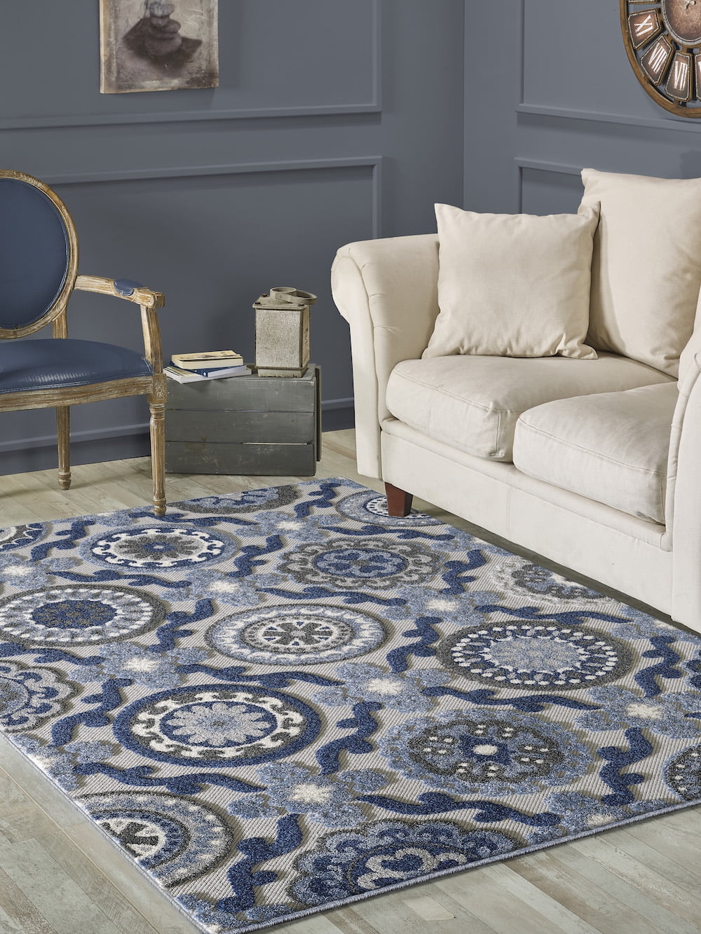 L'Baiet Shanie Blue Medallion 5' x 7' Rug - Walmart.com