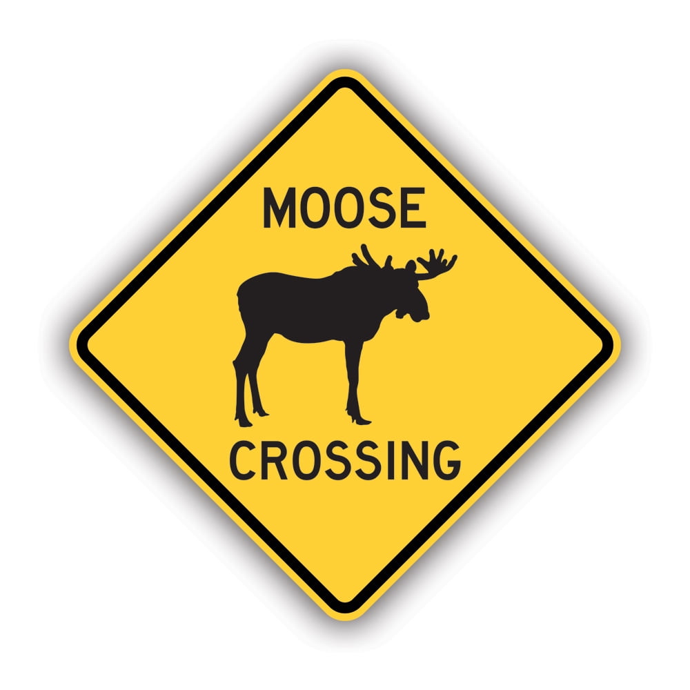 Moose Crossing Sign Sticker Decal - Self Adhesive Vinyl - Weatherproof ...
