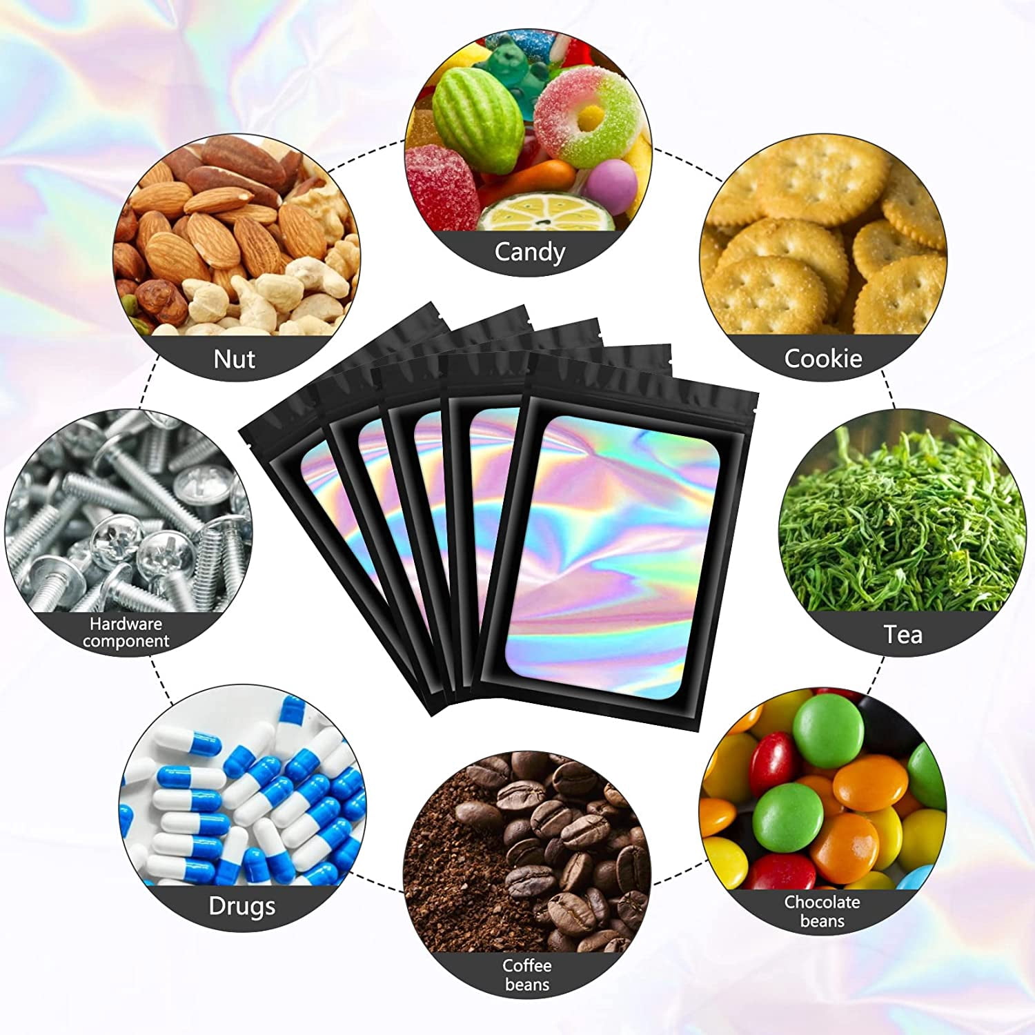 Star Pattern Sample Bags 100pcs Holographic Star Bags 4x6 Inch - Mylar ...