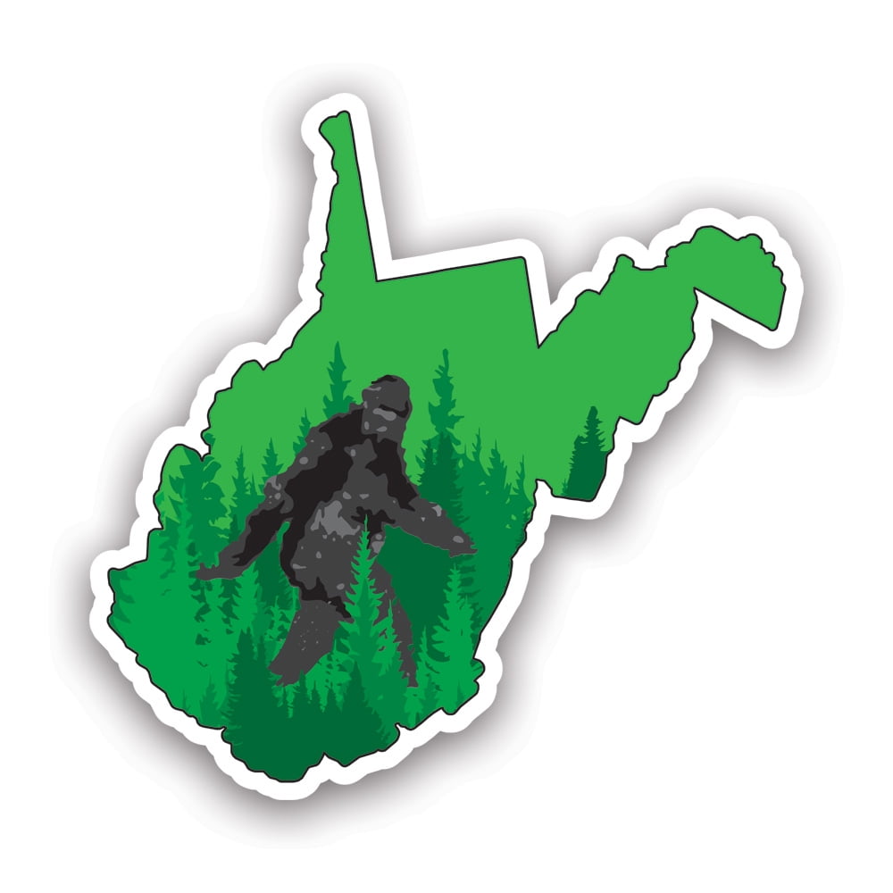 West Virginia State Shaped Bigfoot Sasquatch Sticker Decal - Self ...