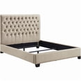 Upholstered Queen Bed Frame, Wingback Headboard with Button Tufting ...