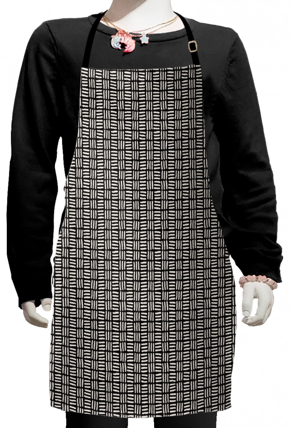 Abstract Kids Apron, Weathered Look Geometric Design with Perpendicular ...
