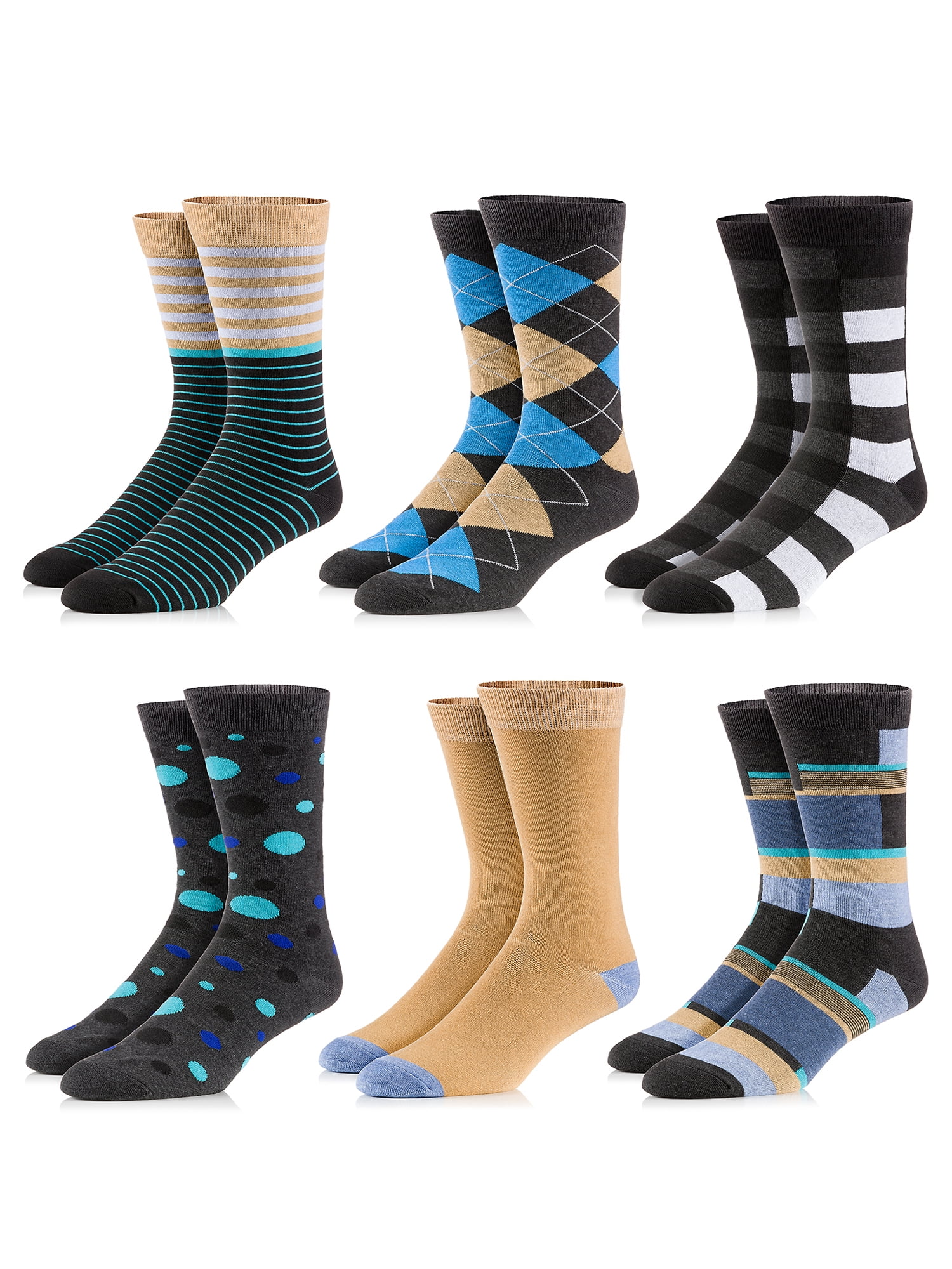 Cool Colorful Dress Socks 6 Pack - Walmart.com