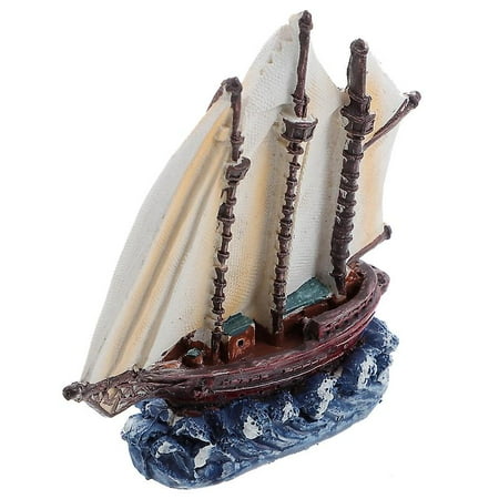 Resin Sail Boat Model Fish Tank Sailboat Adornment Decorative Sailing ...
