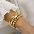 Gold Bangles Bracelet for Women Chunky Curved Stacking Plated Bead Ball ...