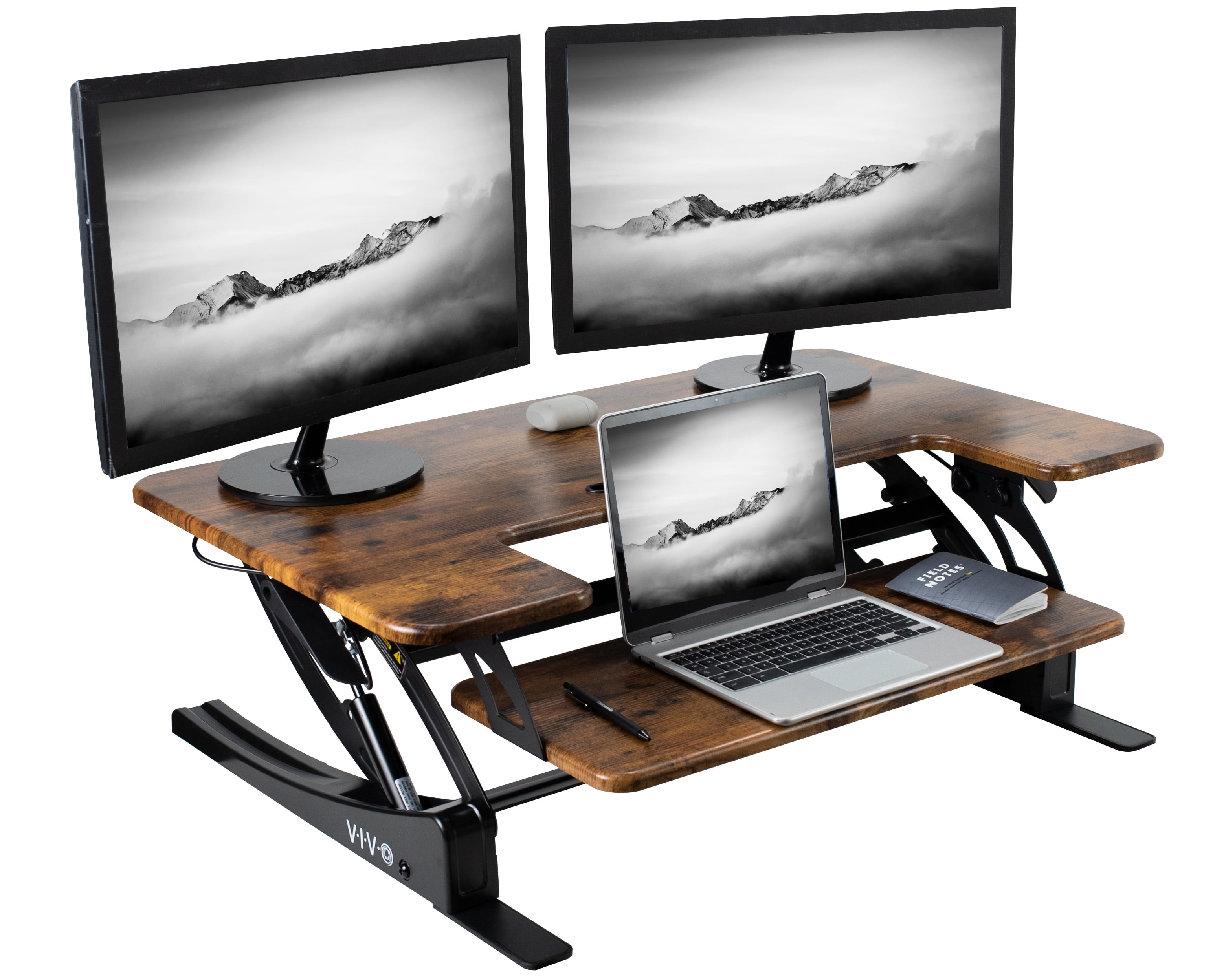 VIVO Rustic Vintage Brown Standing Desk Riser, Tabletop Sit-Stand ...