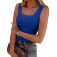 Dwellite Women's Square Neck Tank Top Sleeveless Double Lined Basic ...
