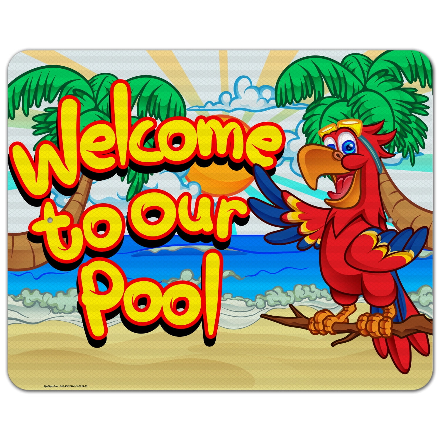 Welcome To Our Pool Sign, Outdoor Pool Decor Sign, 24x30 Reflective ...