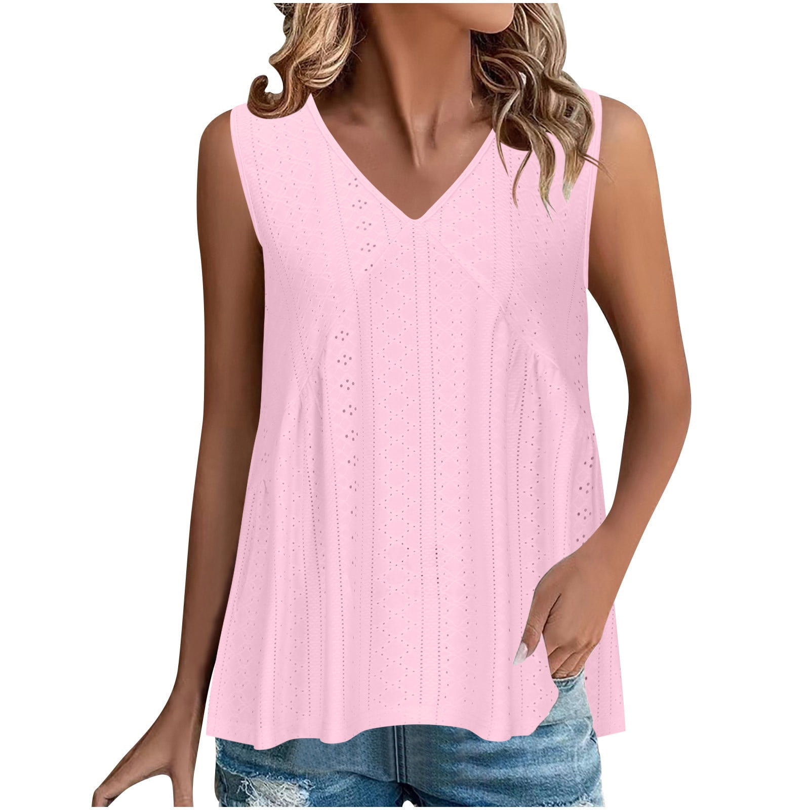 Click here for Timegard Eyelet Tank Tops For Women V-Neck Sleevel... prices