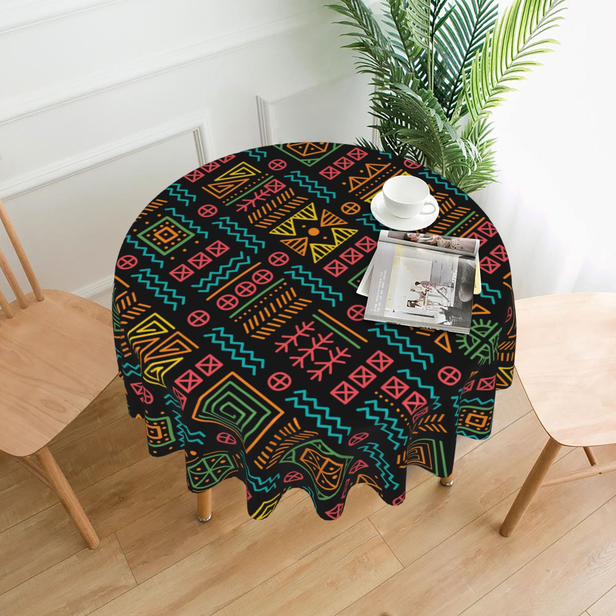 ZICANCN Round Table Cloths 60 Inch, Aztec Traditional Mayan Tribal ...
