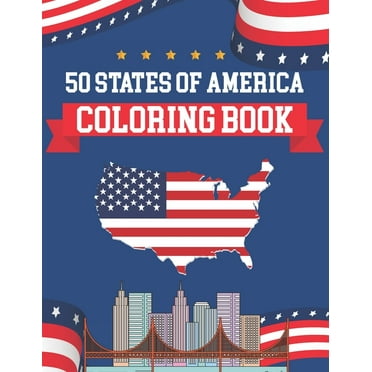 50 States Of America Coloring Book: Fifty State Maps with Capitals and ...